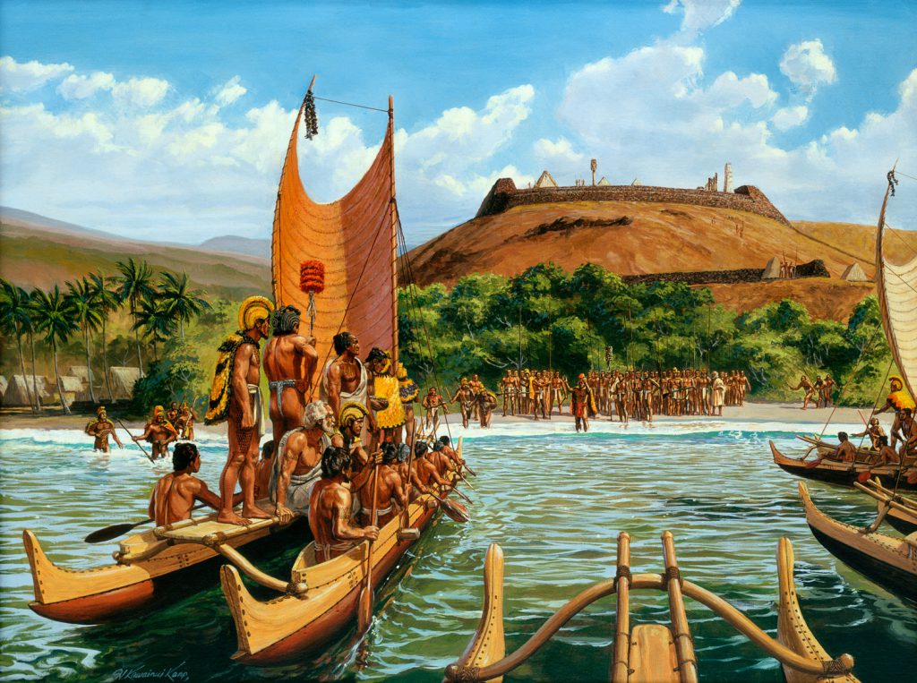 Arrival of Keoua Below Puʻukohola | Herb Kawainui Kāne